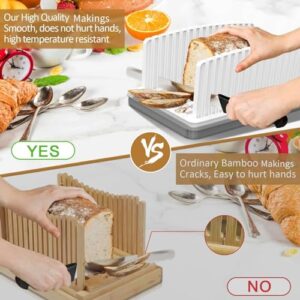 Kiss Core New Upgrade Bread Slicer for Homemade Bread, Bread Slicing Guide Adjustable Width, Foldable and Compact Cutting Guide with Crumb Tray, Suitability for Homemade Bread, Bagels, Cakes.