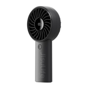 jisulife handheld fan life4 with powerful motor,led display,5000mah battery,5 wind speeds,lanyard; usb rechargeable hand held fan; summer essentials portable fan for travel,beach,makeup,concerts-black