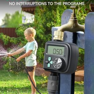 RAINPOINT Sprinkler Timer with 3 Different Programs, Waterproof Hose Timer Brass Inlet, Water Timer with Rain Delay/Manual/Automatic Irrigation Timer System, 1 Outlet