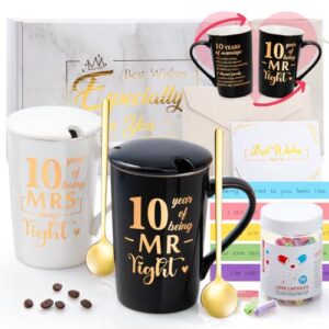 tplusgo 10 year anniversary/gifts for wife, him, parents, 10th anniversary/gifts for couple, her, tin anniversary/gifts for him, wedding anniversary/gifts, happy mr and mrs mugs gifts