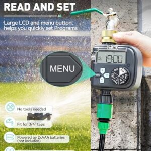 RAINPOINT Sprinkler Timer with 3 Different Programs, Waterproof Hose Timer Brass Inlet, Water Timer with Rain Delay/Manual/Automatic Irrigation Timer System, 1 Outlet