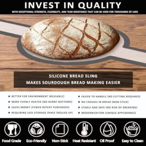 Silicone Bread Sling Oval and Round for Dutch Oven, KITMAL Non Stick Reusable Silicone Baking Mat with Long Handles Sourdough Bread Baking Supplies and Making Tools, Gray