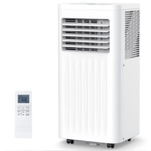 cowsar 10,000 btu portable air conditioners, portable ac unit cools up to 450 sq.ft with remote, 4 modes room air conditioners with digital display/swivel wheels/installation kits/24h timer, white