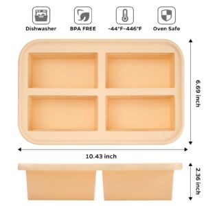 Winrock Super Ice Cube Tray 1 Cup X 4 Portions Big Silicone Freezing Mold with Lid, for Soup&Meal, Prep Food Leftovers Freezer Storage Container, 2Pack