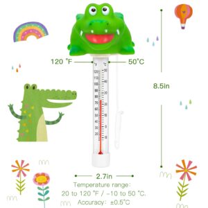 XY-WQ Floating Pool Thermometer, Large Size Easy Read for Water Temperature with String - Swimming Pools, Spas, Hot Tubs, Ponds (Alligator)