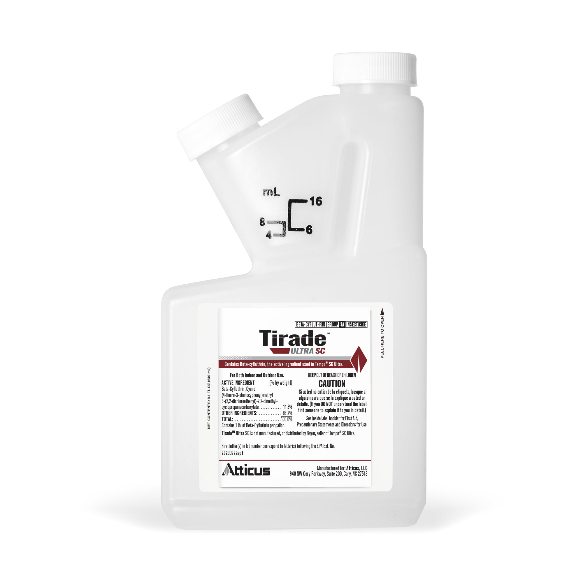 Tirade Ultra SC Insecticide by Atticus - Compare to The Leading Brand - Beta-Cyfluthrin Pest Control for Indoor and Outdoor Use (240 ML)