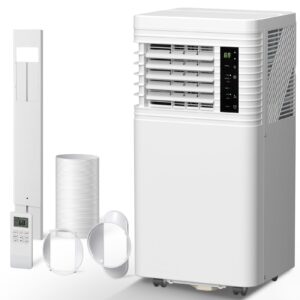 r.w.flame 8,000 btu air conditioner cool up to 350 sq.ft, 4 modes portable ac unit with 24hrs timer/led display/remote control/installation kits, ac unit for bedroom, white…