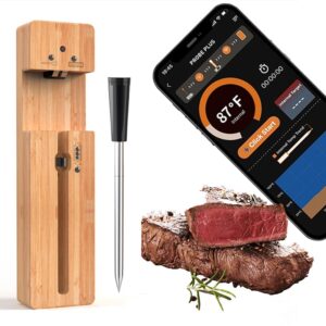 wireless meat thermometer bluetooth, food thermometer with waterproof probe & smart wifi app for grill grilling, oven, smoker, kitchen cooking, outdoor bbq thermometers