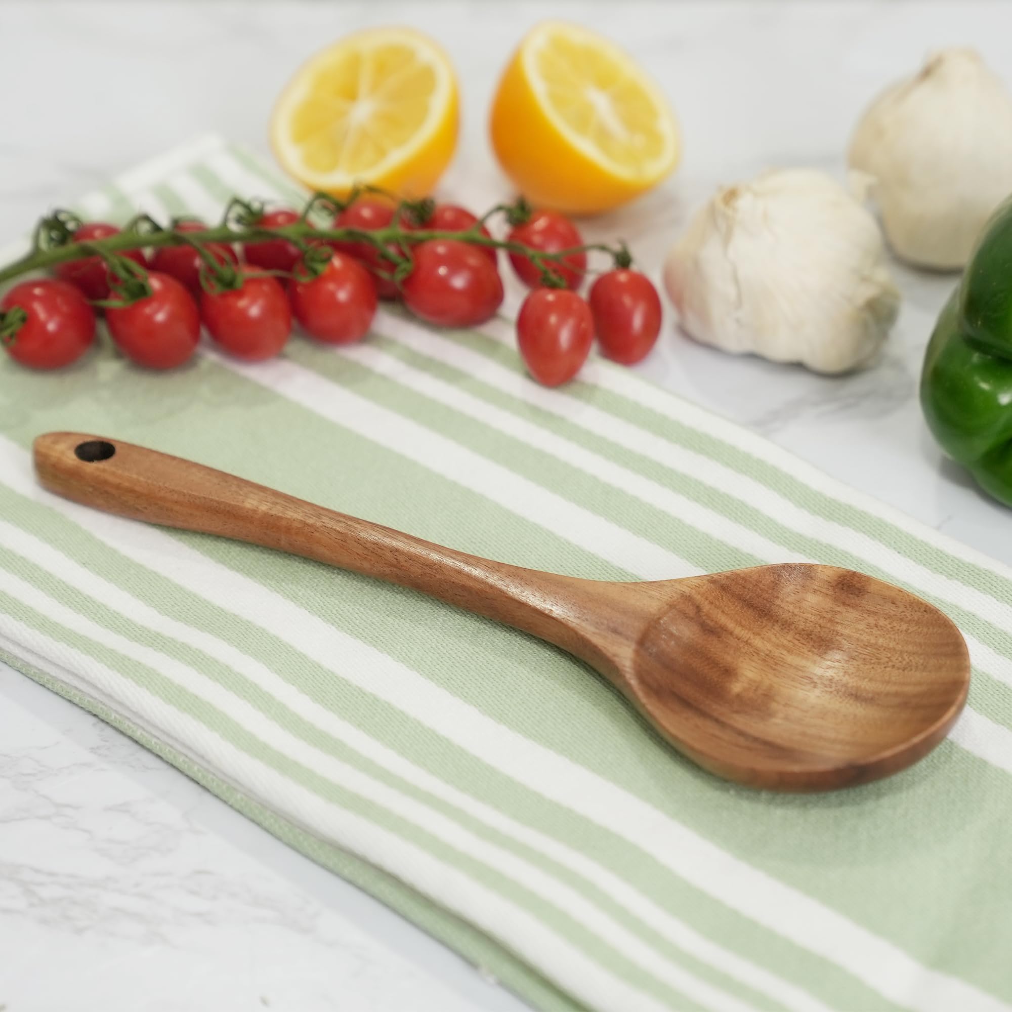 Zulay Kitchen Premium Teak Wooden Spoon For Cooking - Durable Handmade Wooden Cooking Utensil, Perfect Wooden Kitchen Utensil Set Addition, Smooth Finish Natural Teak Spoon, Non-Stick Wooden Spoon