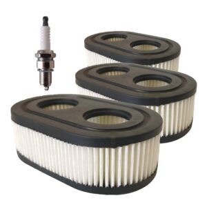 air filter spark plug for troy-bilt tb330 tb370 tb230 tb200 tb115 tb110 mower engine(3 air filter+1 spark plug)