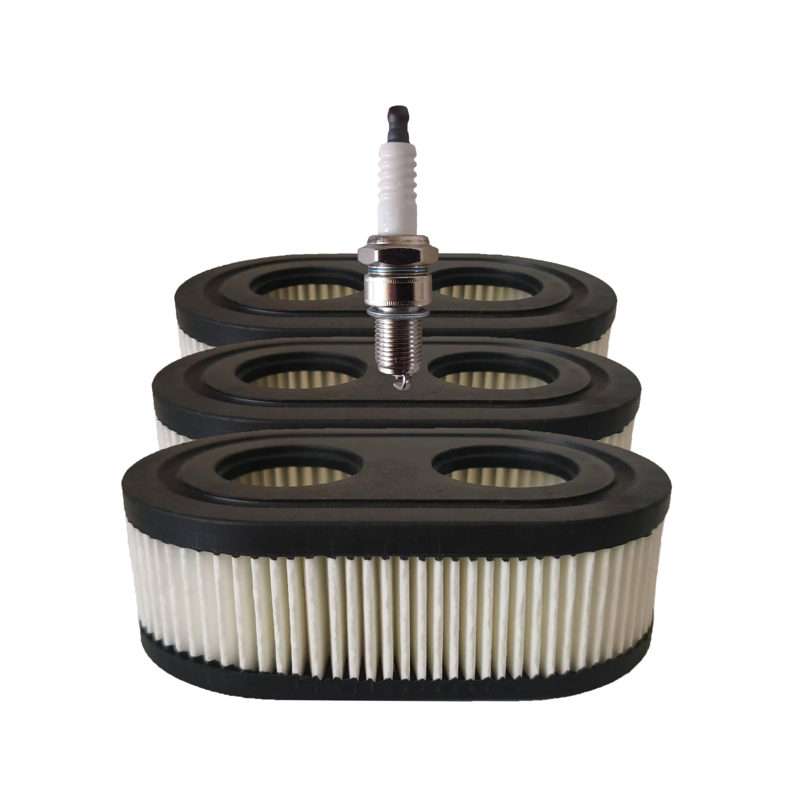 Air Filter Spark Plug For Troy-Bilt TB330 TB370 TB230 TB200 TB115 TB110 Mower Engine(3 Air Filter+1 Spark Plug)