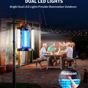 Minimoon Bug Zapper Outdoor, Upgraded Mosquito Zapper with Dual LED Light, 4200V Fly Zapper, 15W Electric Fly Traps Outdoor, IPX4, 8.2Ft Cord, Insect Trap for Yard, Backyard, Patio