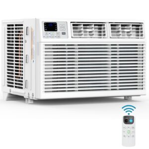 joy pebble 8000 btu window air conditioner, window air conditioner for room cools up to 350sq.ft, window ac unit with cooling, dehumidifier and 3 fan speed, 24-hour timer & eco mode