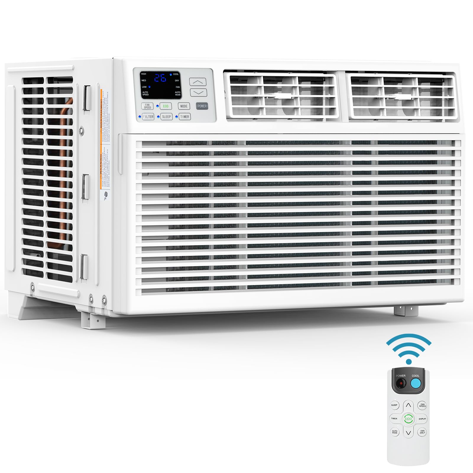 Joy Pebble 8000 BTU Window Air Conditioner, Window Air Conditioner for Room Cools Up to 350sq.ft, Window AC Unit with Cooling, Dehumidifier and 3 Fan Speed, 24-Hour Timer & ECO Mode