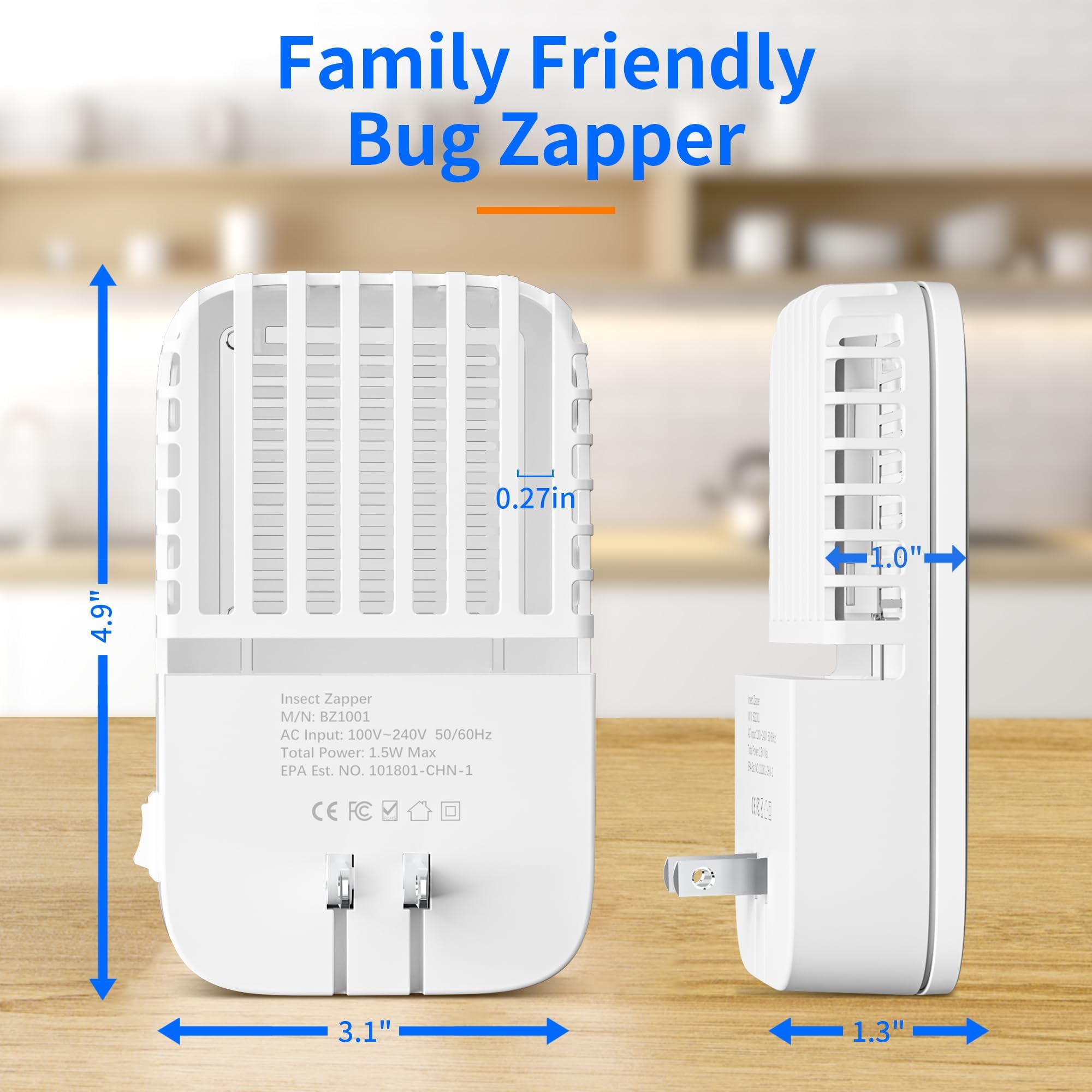 Kiwinurse Bug Zapper Indoor Plug in - 3000V Fly Zapper Flying Insect Trap for Flies, Fruit Flies, Gnats, Moths for Indoors with Lights