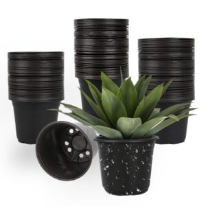 taqixi 100 packs nursery pots, 4 5 6 inches plastic nursey pots for plants with drainage holes, seed starting garden pots of flower plant container for succulents, transplanting (100, 4 inch)