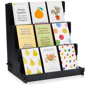 wooden card display stand stationary organizer sticker display stand for vendor crafts greeting card organizer rack retail display stand holder for counter (dark,11.81 x 14.57 x 15.75 inch (3 tier))