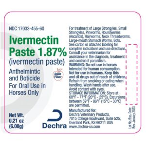 Dechra Ivermectin Paste 1.87% | Horse Dewormer Paste