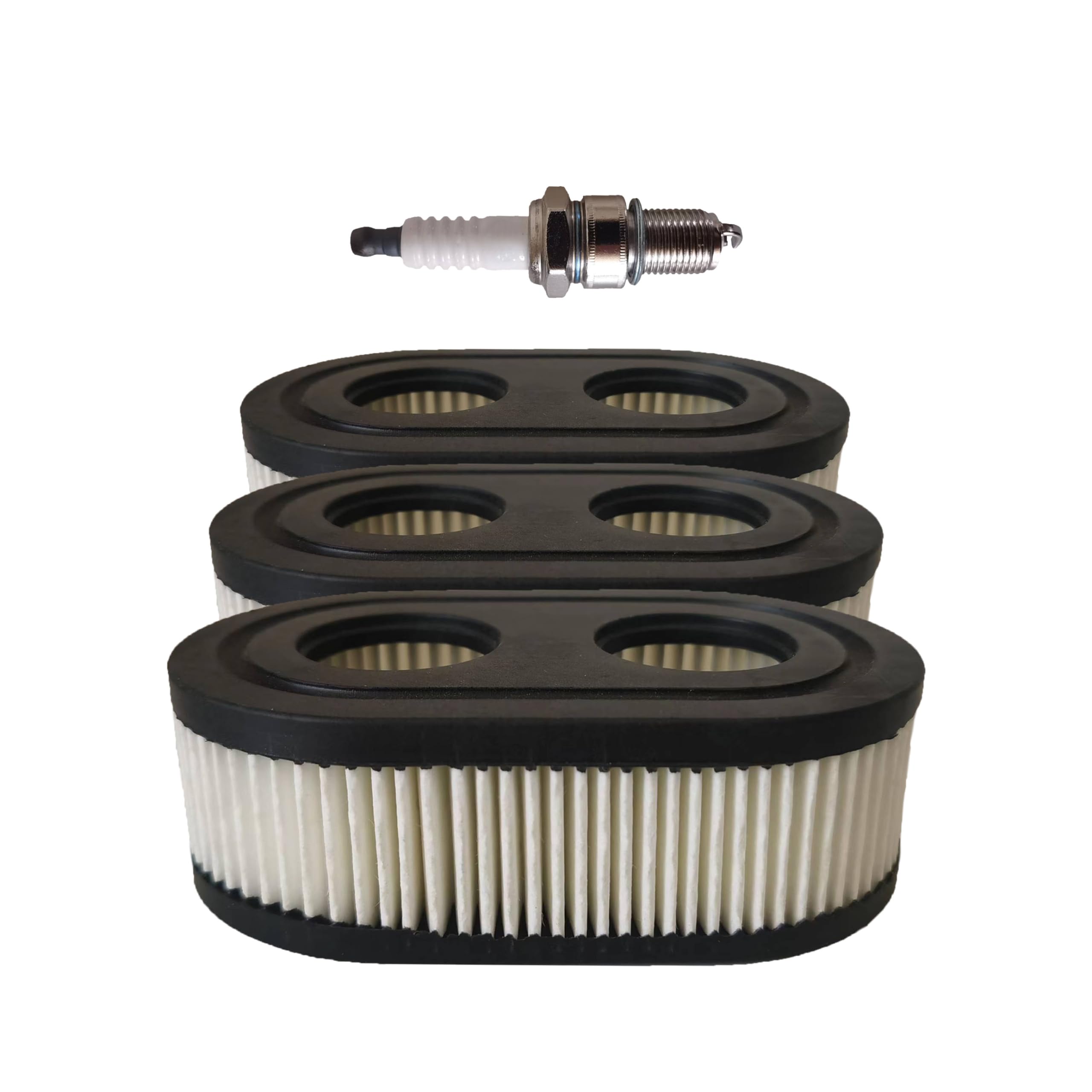 Air Filter Spark Plug For Troy-Bilt TB330 TB370 TB230 TB200 TB115 TB110 Mower Engine(3 Air Filter+1 Spark Plug)