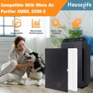 116130 Air Purifier Filter for Winix 5500-2 and AM80 Air Purifier, True HEPA Filter Replacement Filter, 2 HEPA and 2 Carbon Filter