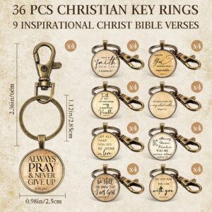 Fumete Christian Keychain Bulk Bible Verse Religious Keychain Scripture Quote Inspirational Gifts Supplies for Men Women(Vintage Style, 36 Pcs)