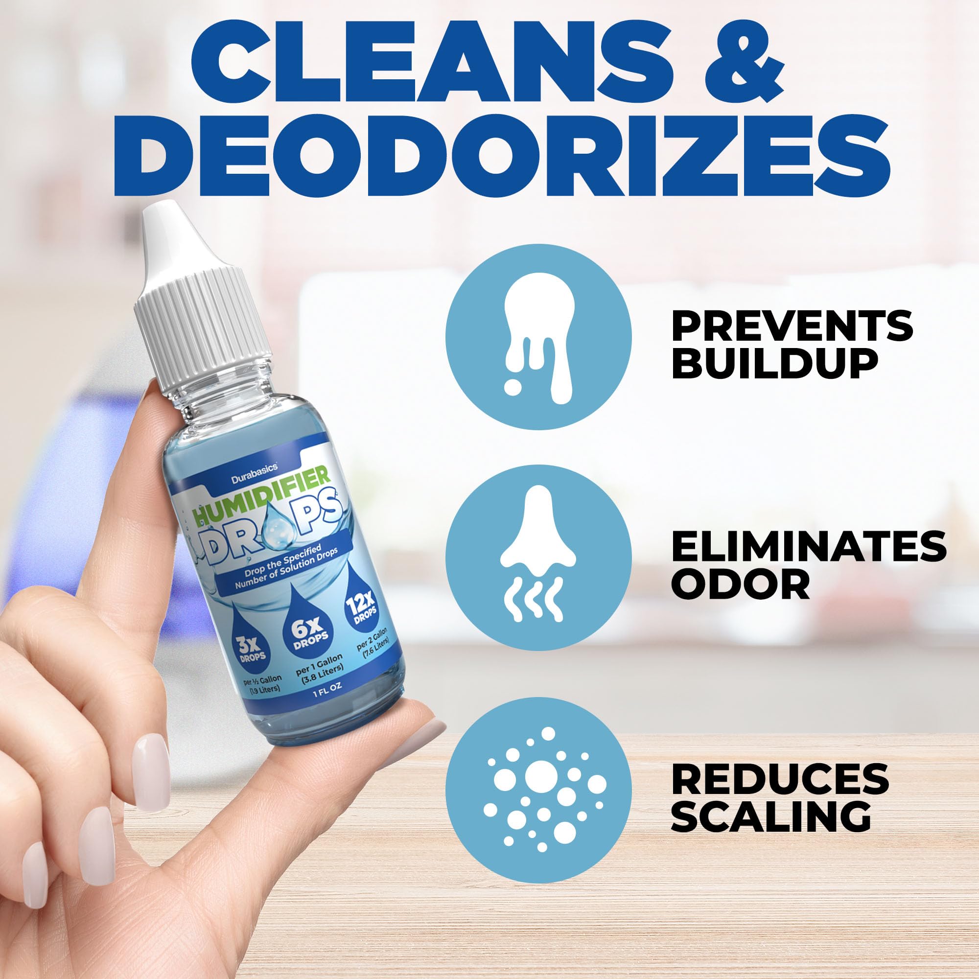 [2 Pack] Humidifier Drops for Cleaning - Food Grade Humidifier Cleaner Slows Buildup & Scaling - Cleans & Deodorizes Water - Suitable for All Humidifier Models - 200+ Day Supply - Made in USA