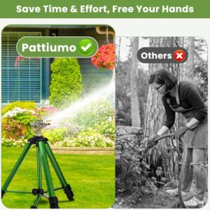 Lawn Sprinklers for Yard, Pattiumo 360°Tripod Sprinklers for Yard Large Area, 3/4" Connector, Adjustable Height 16-37”, Heavy Duty Sprinklers for Garden/Yard/Patio, 1Pack