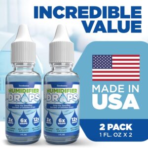 [2 Pack] Humidifier Drops for Cleaning - Food Grade Humidifier Cleaner Slows Buildup & Scaling - Cleans & Deodorizes Water - Suitable for All Humidifier Models - 200+ Day Supply - Made in USA