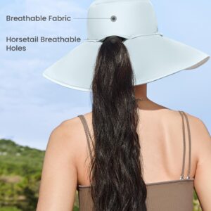 BENEUNDER Sun Hats for Women Wide Brim UPF 50+ Beach Hats for Women UV Protection Visor Hats for Fishing Hiking Gardening, White