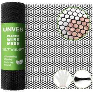 unves 15.7in x 16.4ft plastic chicken wire fencing mesh, hexagonal chicken wire fence for gardening, poultry netting, floral netting, construction barrier netting, chicken wire mesh roll