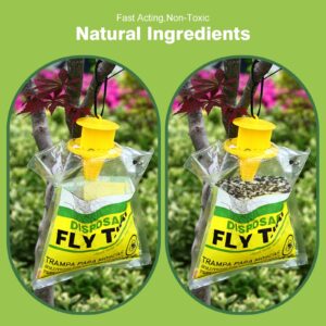 8 Pack Outdoor Hanging Fly Traps, Disposable Flies Killer Trap Bag Catcher with Natural Attractant Bait Bug Catcher and Flying Insect Trap for Outdoor Family Farm Park Orchard Garden