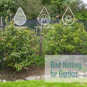 Bird Netting for Garden, Fetanten 13 x 40 FT Heavy Duty Garden Netting Mesh Pest Barrier with Ties and Staples for Vegetable, Fruit Trees, Blueberry Protection Against Birds, Deer, Poultry