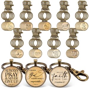 fumete christian keychain bulk bible verse religious keychain scripture quote inspirational gifts supplies for men women(vintage style, 36 pcs)