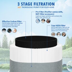 Senowi 211i Max Replacement Filters Compatible with BLUEAIR Blue Pure 211i Max Air Purifier,Replacement Part #F2MAX,Ture H13 HEPA & Activated Carbon Filter,2 Pack