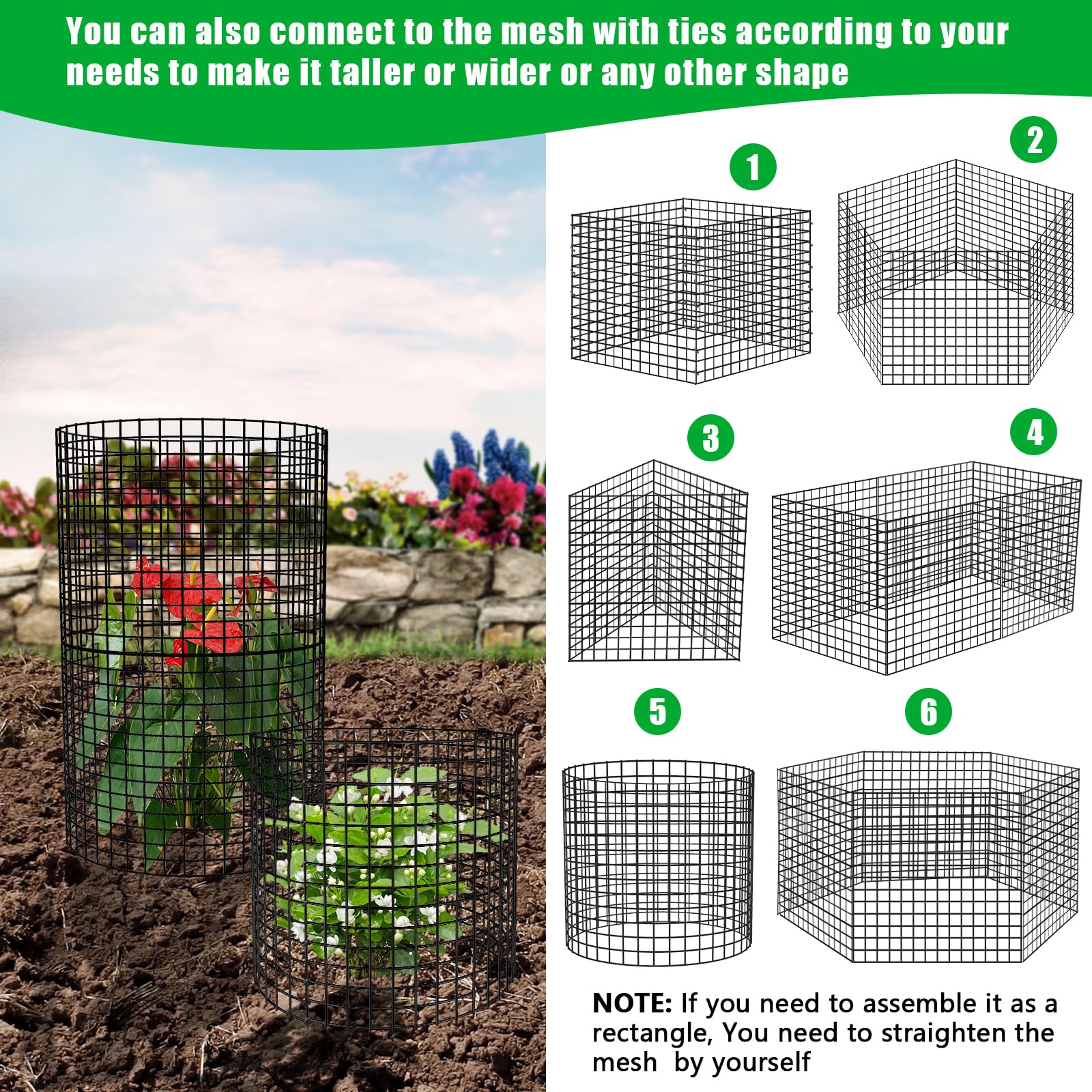 5 Pack Plant Protector from Animals, 13x12 inch Wire Plant Cages Mesh Plant Cage Garden Plant Protector, Sturdy Bunny Barricades Chicken Wire Cloche Plant Protectors for Keeping Bunny Animals Out