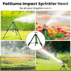 Lawn Sprinklers for Yard, Pattiumo 360°Tripod Sprinklers for Yard Large Area, 3/4" Connector, Adjustable Height 16-37”, Heavy Duty Sprinklers for Garden/Yard/Patio, 1Pack