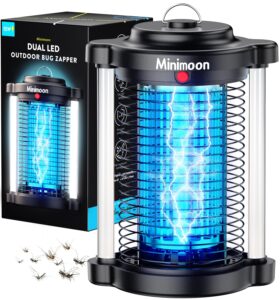 minimoon bug zapper outdoor, upgraded mosquito zapper with dual led light, 4200v fly zapper, 15w electric fly traps outdoor, ipx4, 8.2ft cord, insect trap for yard, backyard, patio