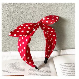 deghew red polka dot bow headbands cute headbands hair accessories for women and girls (wave dot red, one size)