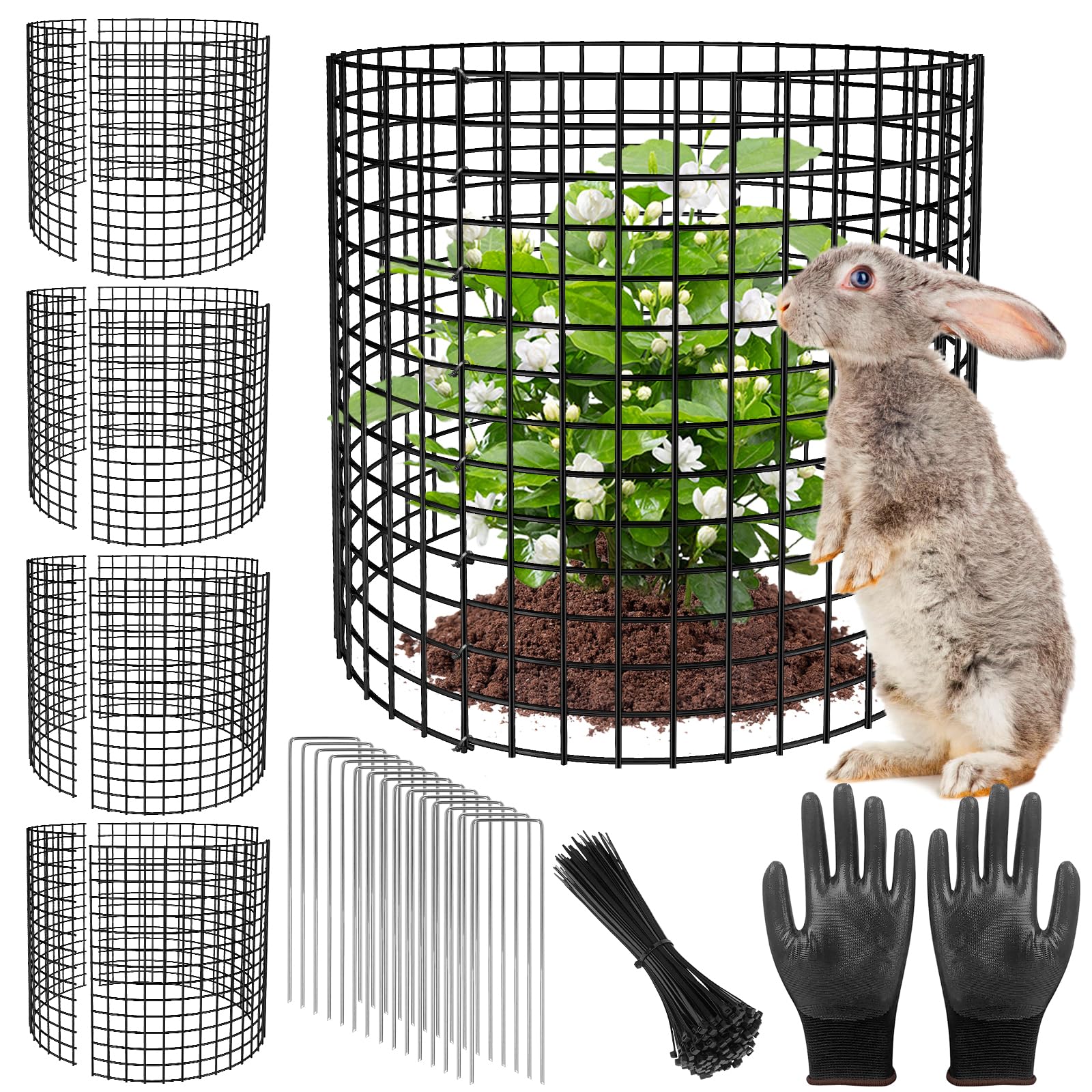 5 Pack Plant Protector from Animals, 13x12 inch Wire Plant Cages Mesh Plant Cage Garden Plant Protector, Sturdy Bunny Barricades Chicken Wire Cloche Plant Protectors for Keeping Bunny Animals Out