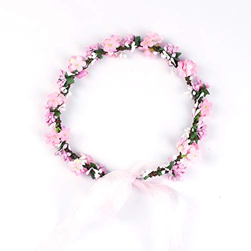 June Bloomy Wedding Hydrangea Flower Headband Spring Flower Crown Wreath Boho Garland Halo (Pink)