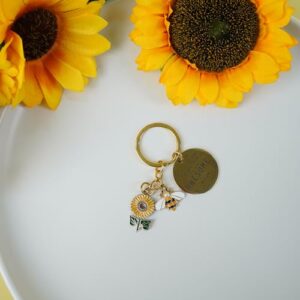 GiftoBi Sunflower Keychains Gifts for Women Sunflower Inspirational Keyring Friendship Sunflower Keychain Gifts Sunflower Key Chain for Women Men Bag Purse Wallet Handbags Backpack