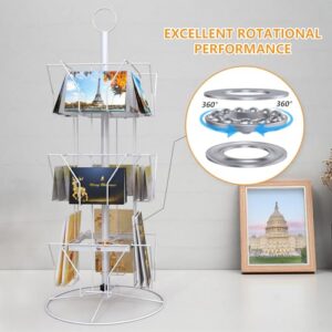 ANBOXIT Greeting Card Display Stand Rotating Rack Holder, for Postcard Sticker Retail, Metal White