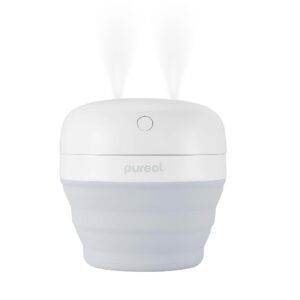 pureal foldable mini humidifier, 500ml portable small cool mist for up to 10 hrs, for baby bedroom travel office home, auto shut-off, 3 mist modes, super quiet