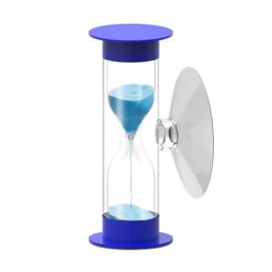 2 minute hourglass sand timer with suction cup,unbreakable sucker sand clock timer 2 min,plastic mini sand watch,rotatable reloj de arena for kids toothbrush(blue)