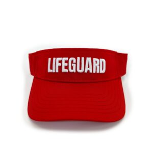 Lifeguard Visor - Velcro Strap - Adjustable - Water Resistant - Work Uniform - One Size Fits All (US, Alpha, One Size, Red)