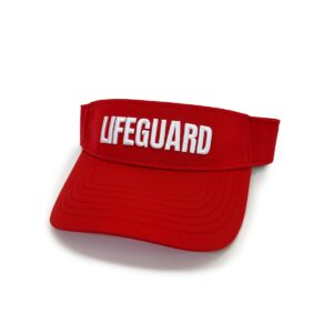 lifeguard visor - velcro strap - adjustable - water resistant - work uniform - one size fits all (us, alpha, one size, red)