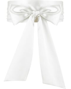 glitopper women satin waist belts dress sash waist belt for special occasion bridal wedding prom formal 3.5'' wide(white)