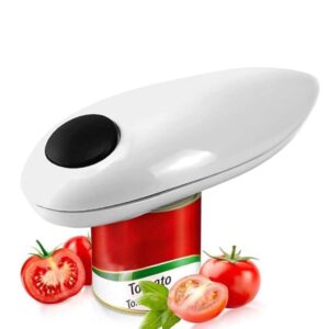 ekesa one-click electric can opener, smooth edge food safe automatic can opener electric kitchen fits almost all jar sizes, hands-free battery can opener white, 16.6*8*6