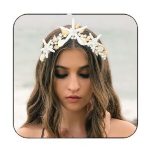 unicra starfish crown and tiaras silver pearl bridal headband beach headpiece wedding hair accessories for women and girls