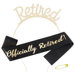 didder gold retirement party headband and officially retired sash - celebration decorations and gifts for her